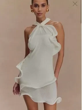Meshki | Dresses | Meshki Caprice Halter Knit Mini Dress White | Poshmark